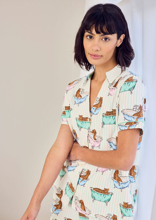 Bathtime Leopard Stripe Revere Set - Green | Knickerbox